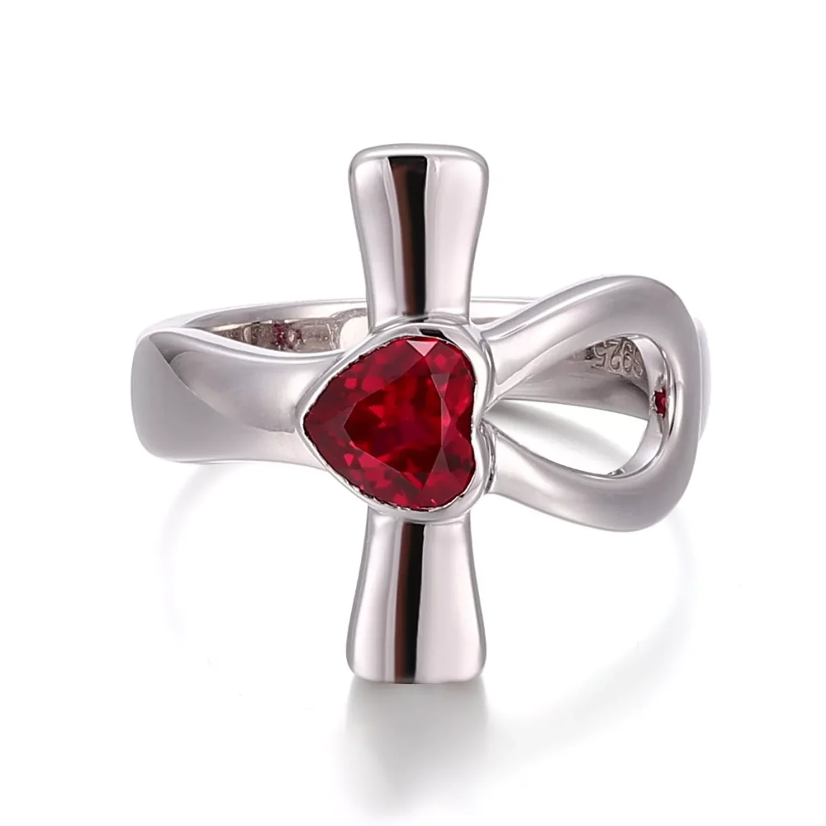 *Heart Cut Lab Ruby Ring Modern Criss Cross X Setting - Provence ...